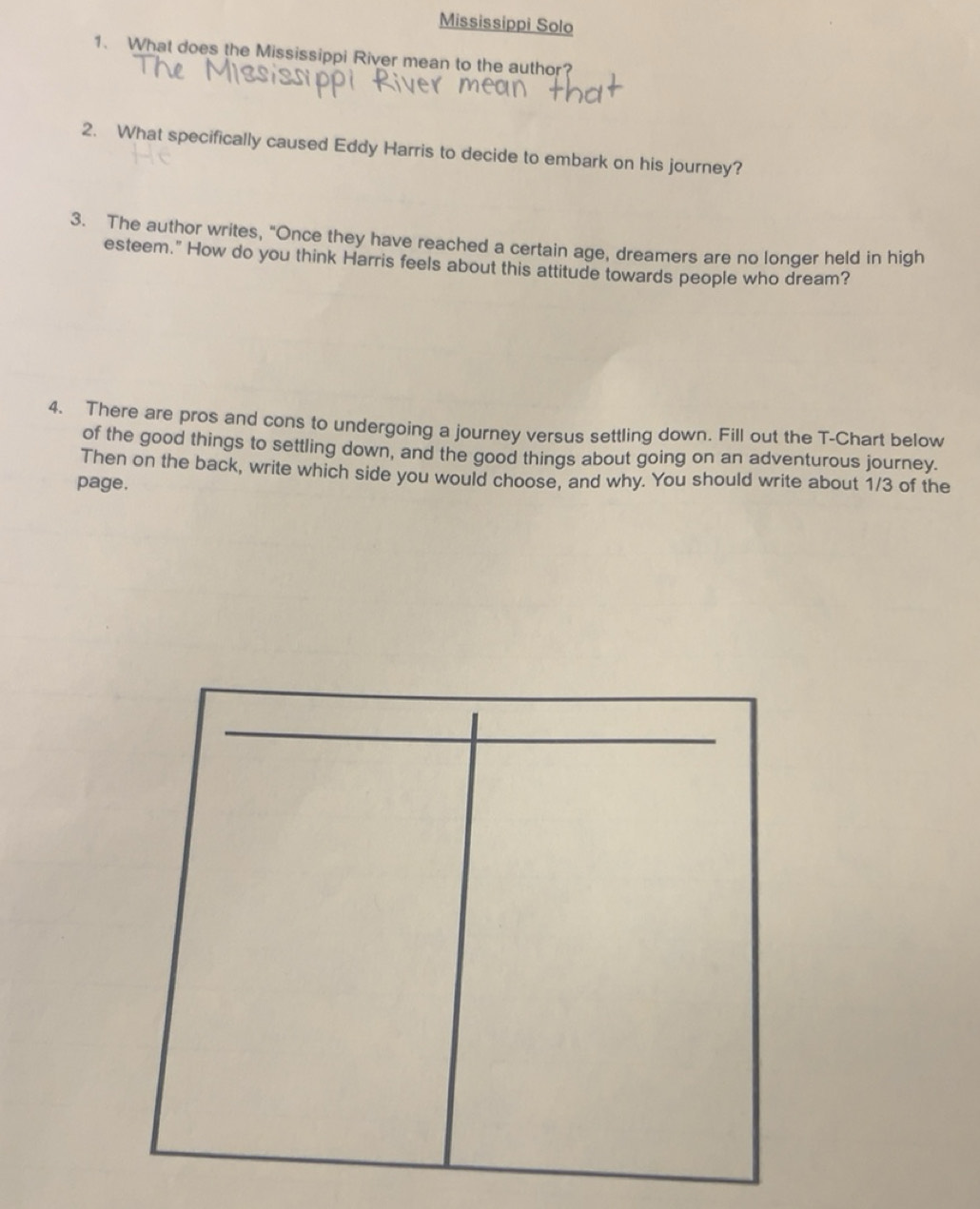 Solved: Mississippi Solo 1. What does the Mississippi River mean to the ...
