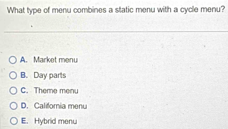 Solved: What type of menu combines a static menu with a cycle menu? A ...