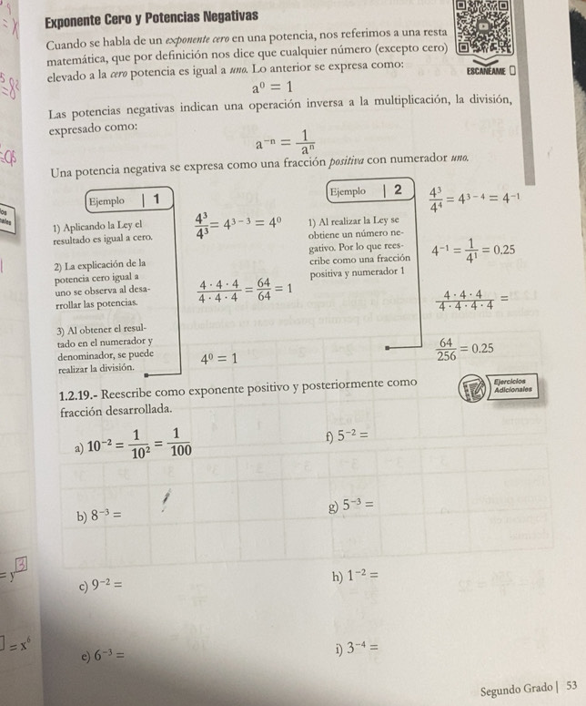 Resuelto:Exponente Cero y Potencias Negativas Cuando se habla de un ...