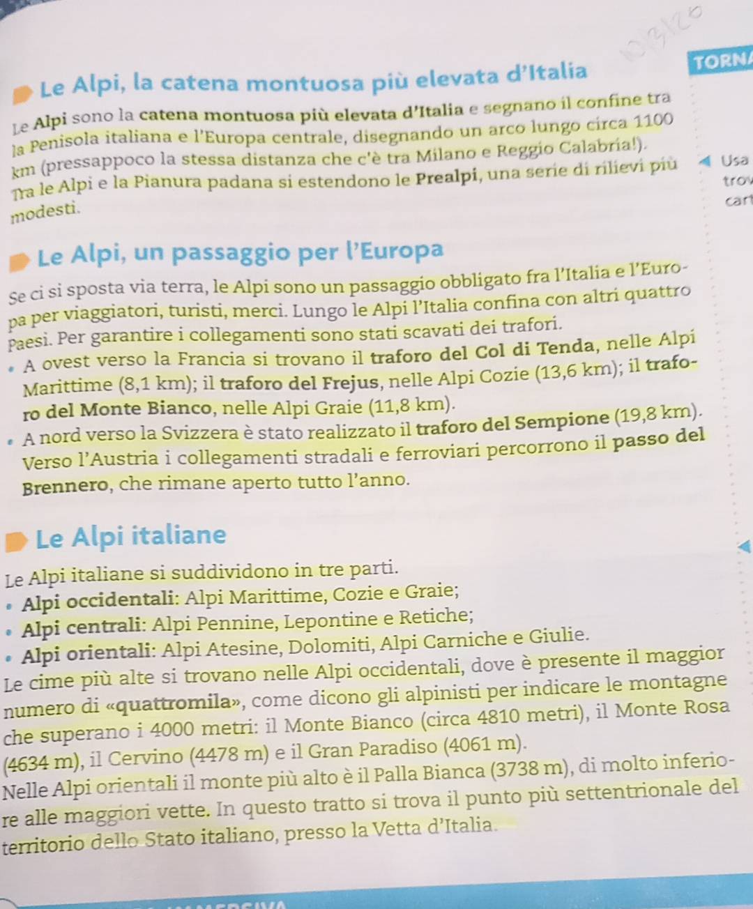 Risolto:Le Alpi, la catena montuosa più elevata d’Italia TORN Le Alpi ...