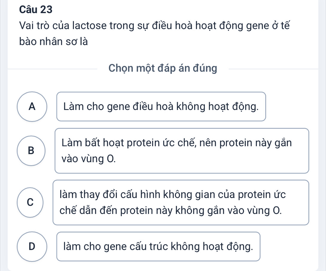 Giải quyết:Vai trò của lactose trong sự điều hoà hoạt động gene ở tế ...