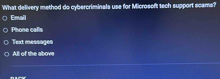 Solved: What delivery method do cybercriminals use for Microsoft tech ...