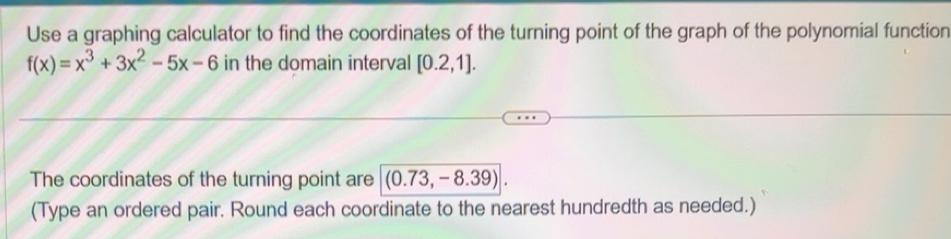 Solved: Use a graphing calculator to find the coordinates of the ...