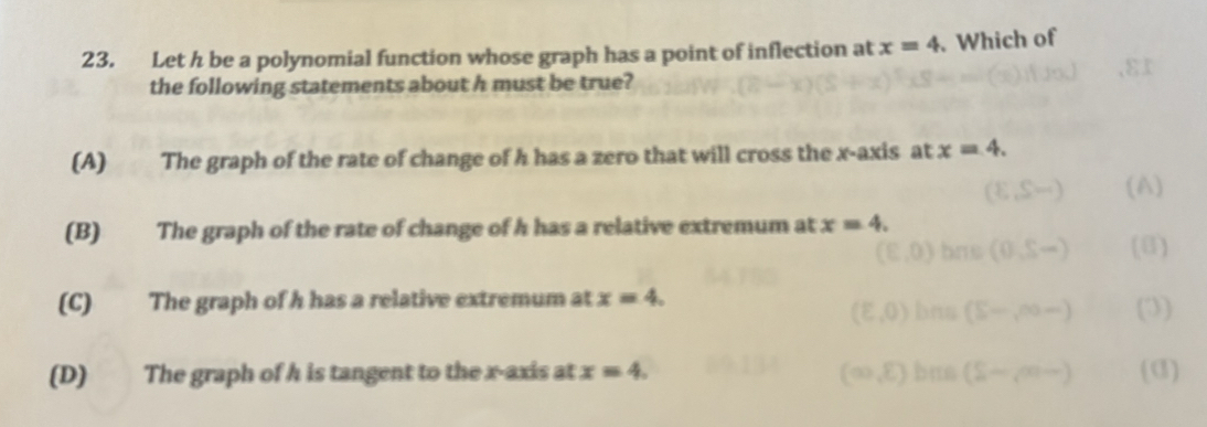 Solved: Let h be a polynomial function whose graph has a point of ...