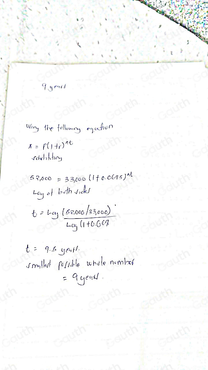 Solved: exponential and Logarithmic functions Finding the time to reach ...