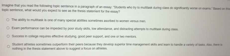 Solved: Imagine that you read the following topic sentence in a ...