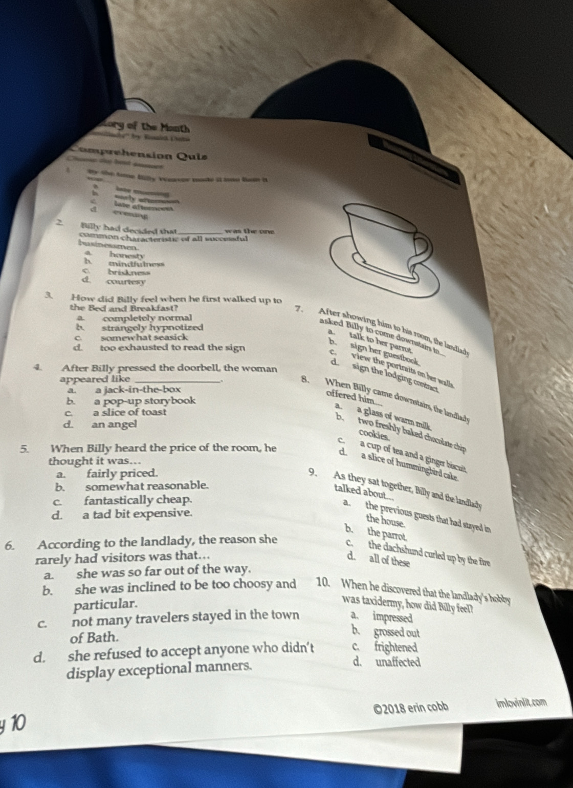 Solved: lory of the Manth ncl e '' by Rnsid Ct mre h ensión Quis Chaon ...