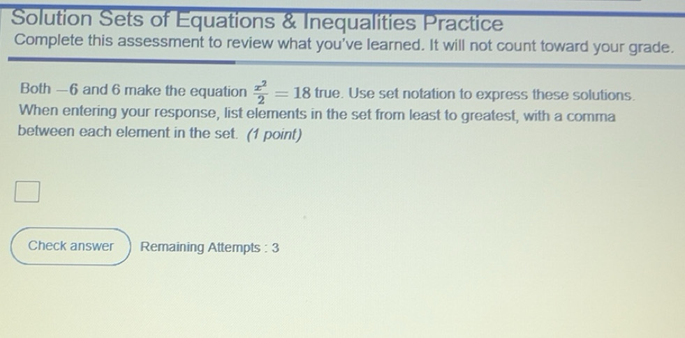 Solved: Solution Sets of Equations & Inequalities Practice Complete ...