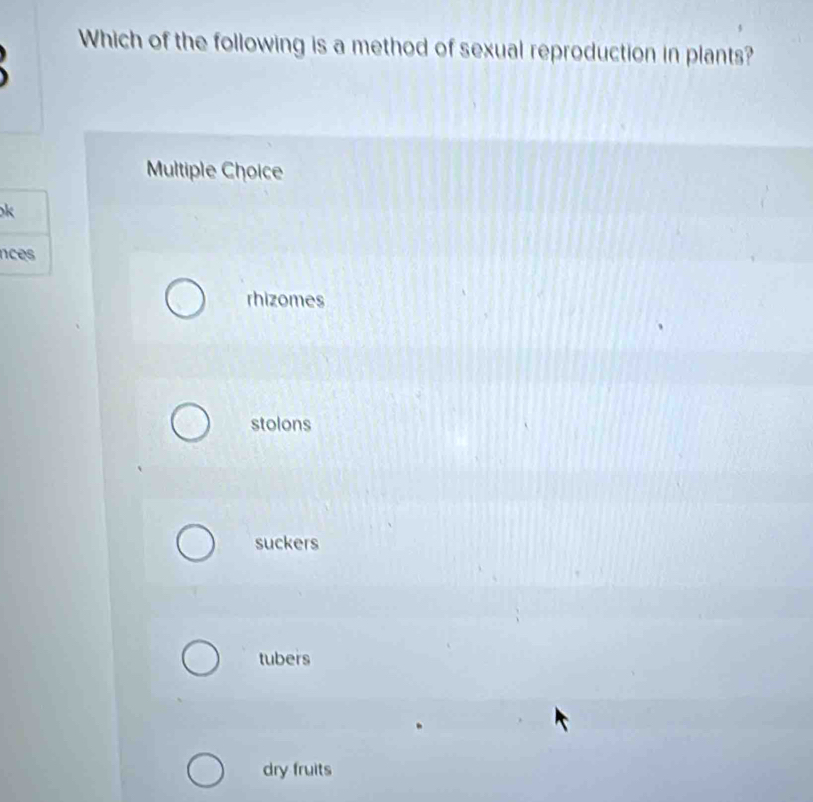 Solved: Which of the following is a method of sexual reproduction in ...