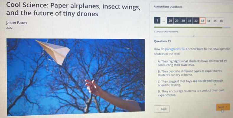 Solved: Cool Science: Paper airplanes, insect wings, Assessment ...
