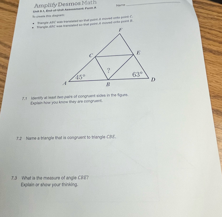Solved: Amplify Desmos Math_ Unit 8.1, End-of-Unit Assessment: Form A ...