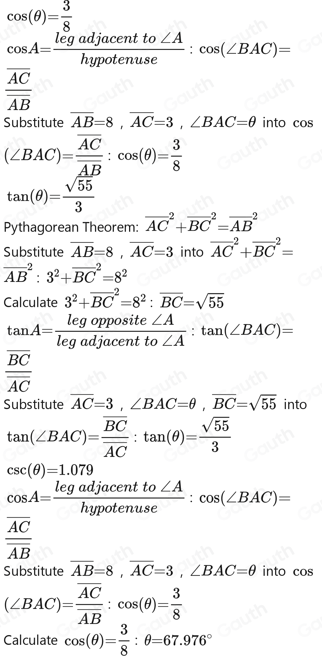 تم الحل:Find csc θ , cos θ , and tan θ , where θis the angle shown in the figure. Give exact value