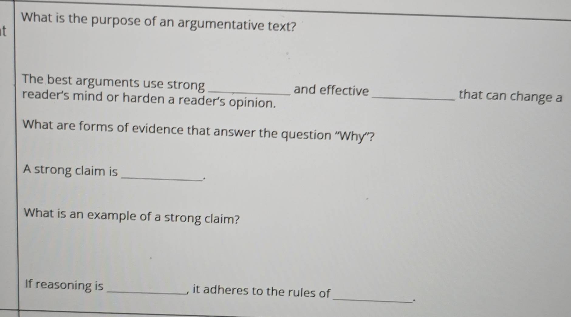 Solved: What is the purpose of an argumentative text? t The best ...