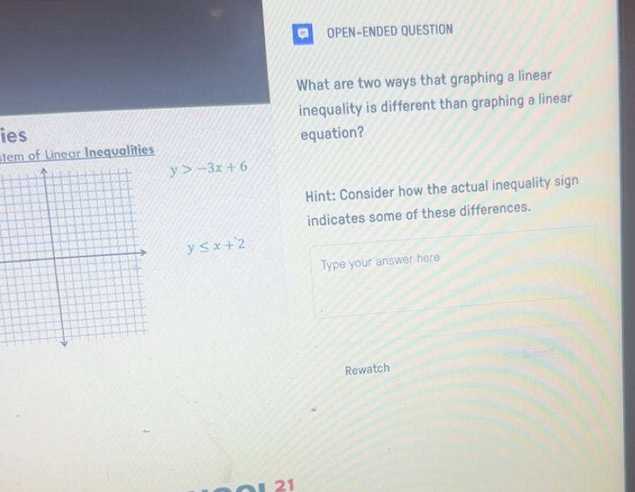 Gelöst:OPEN-ENDED QUESTION What are two ways that graphing a linear ...