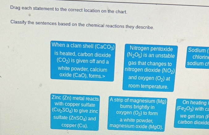 Solved Drag Each Statement To The Correct Location On The Chart