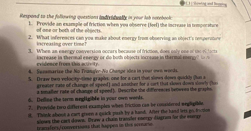 Solved: Slowing and Stopping Respond to the following questions ...