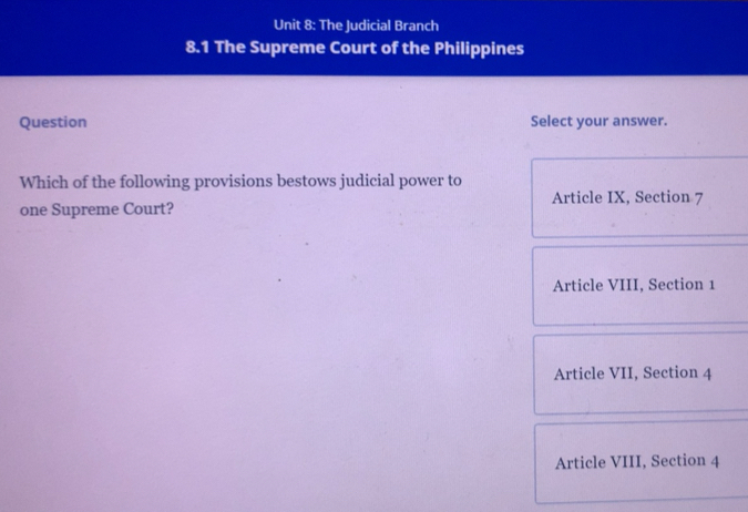 Solved: The Judicial Branch 8.1 The Supreme Court of the Philippines ...