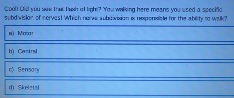 Risolto:Cool! Did you see that flash of light? You walking here means ...