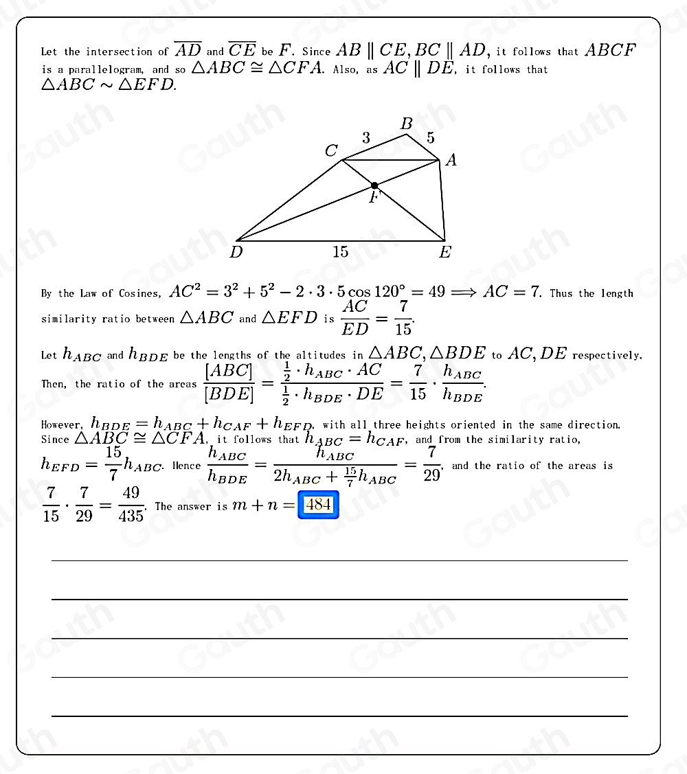 Solved: Let ABCDE be a convex pentagon with AB||CE, BC||AD, AC||DE, ∠ ...