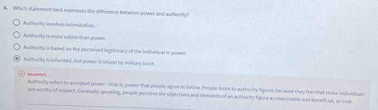 Solved: Which statement best expresses the difference between power and ...