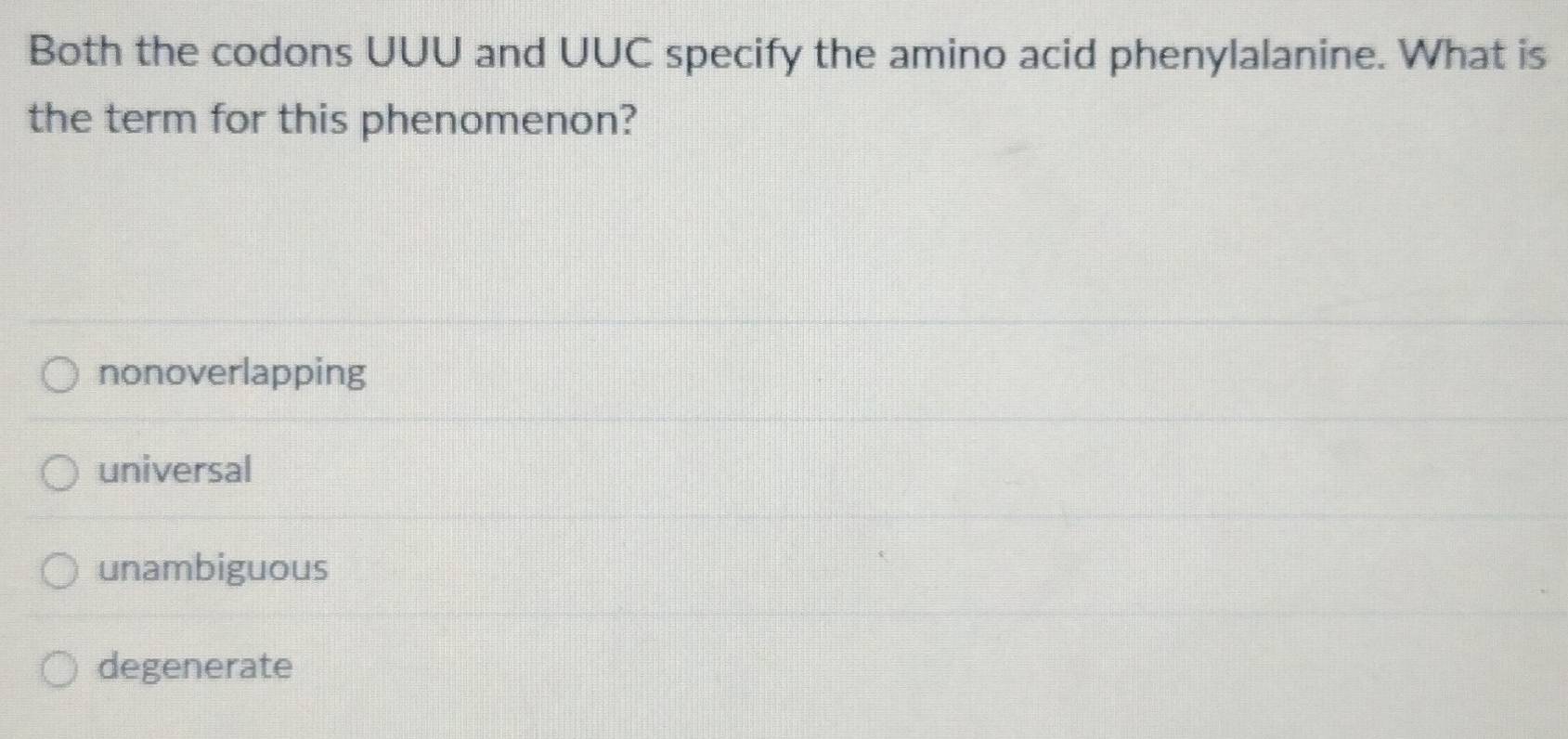 Solved: Both the codons UUU and UUC specify the amino acid ...