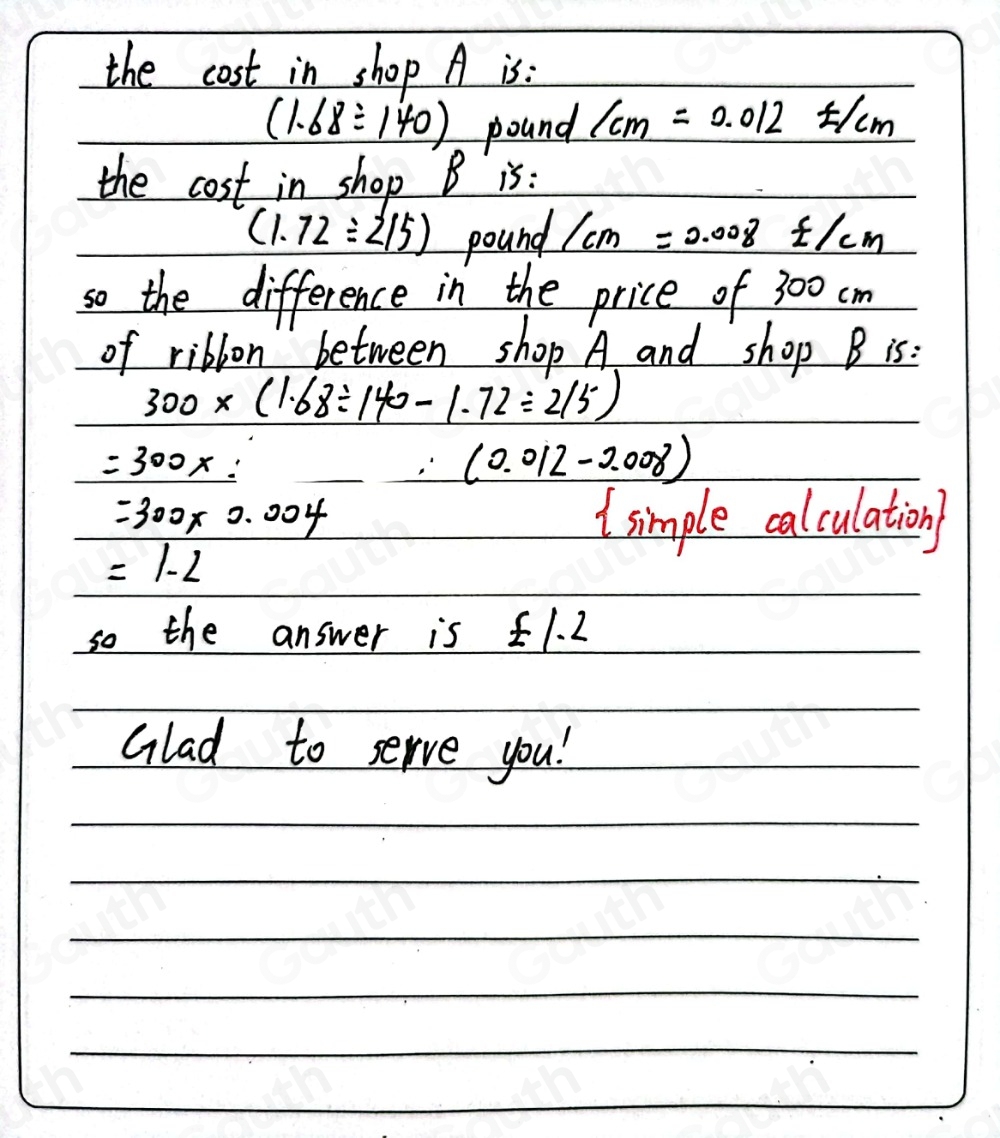 Solved: The table below shows how much Craig spent on ribbon at two ...