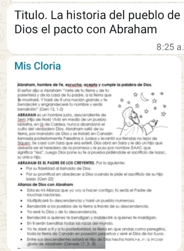 Resuelto:Titulo. La historia del pueblo de Dios el pacto con Abraham 8: ...