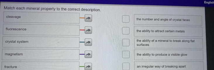 Solved: English Match each mineral property to the correct description ...