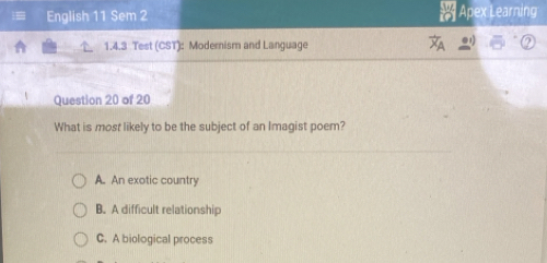 Solved: English 11 Sem 2 Apex Learning 1.4.3 Test (CST): Modernism and ...