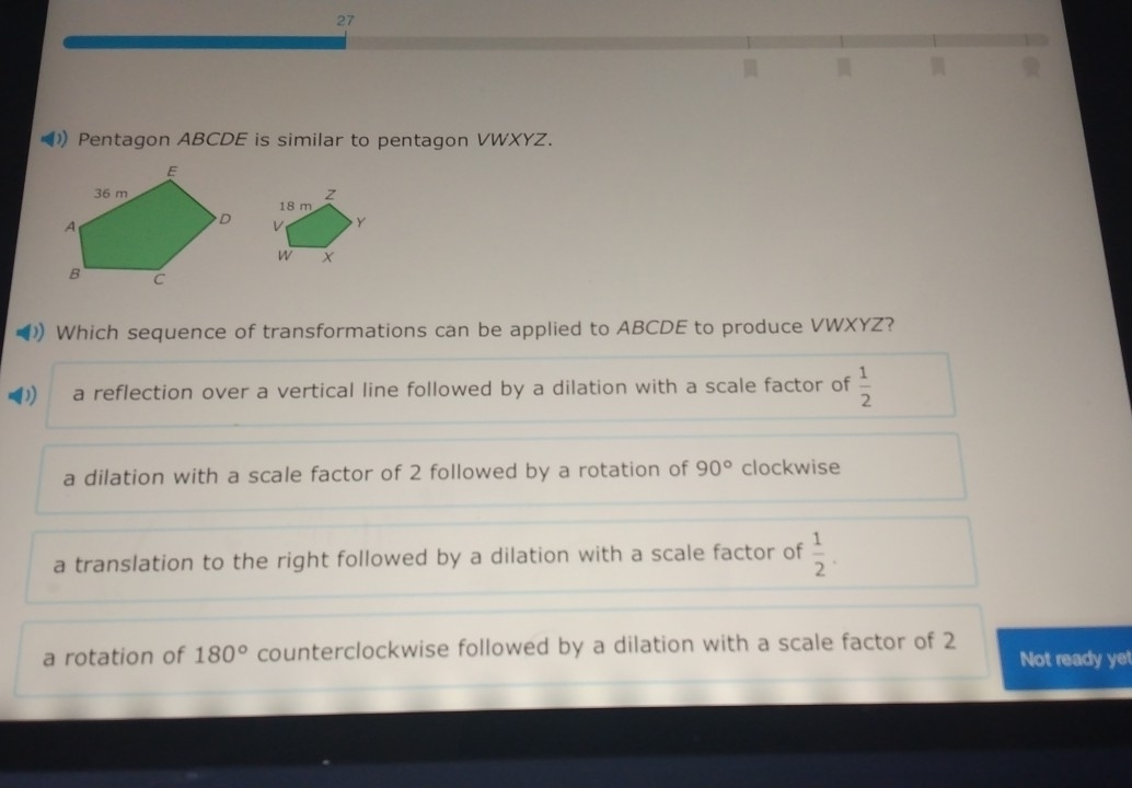 Solved: Pentagon ABCDE is similar to pentagon VWXYZ. ) Which sequence ...