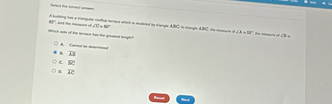 Solved: Select the correct answer 65° A building has a triangular ...