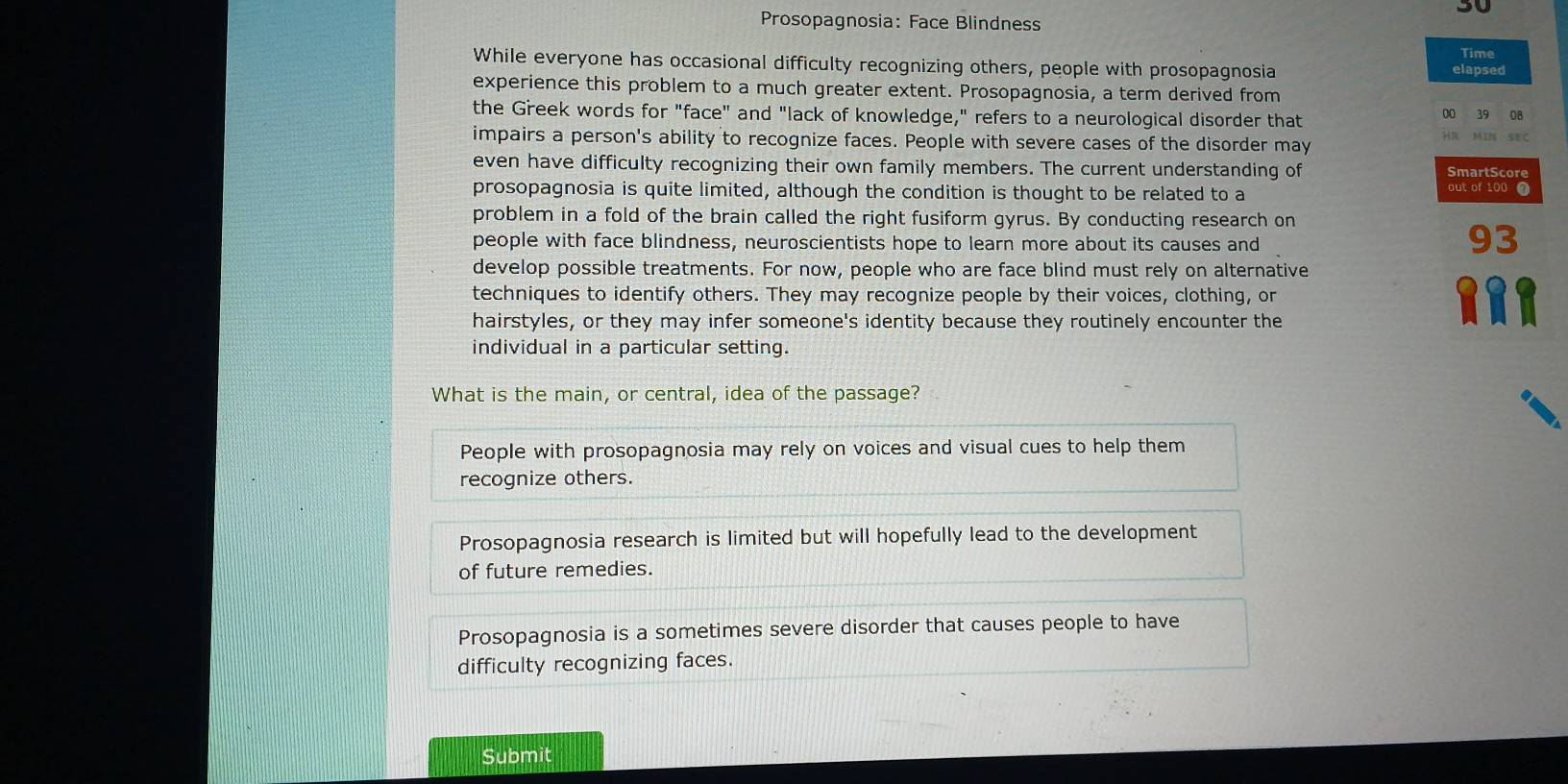 Solved: Prosopagnosia: Face Blindness Time While everyone has ...