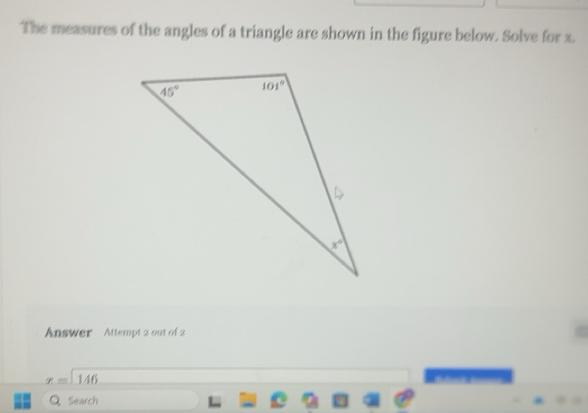 Solved: The measures of the angles of a triangle are shown in the ...