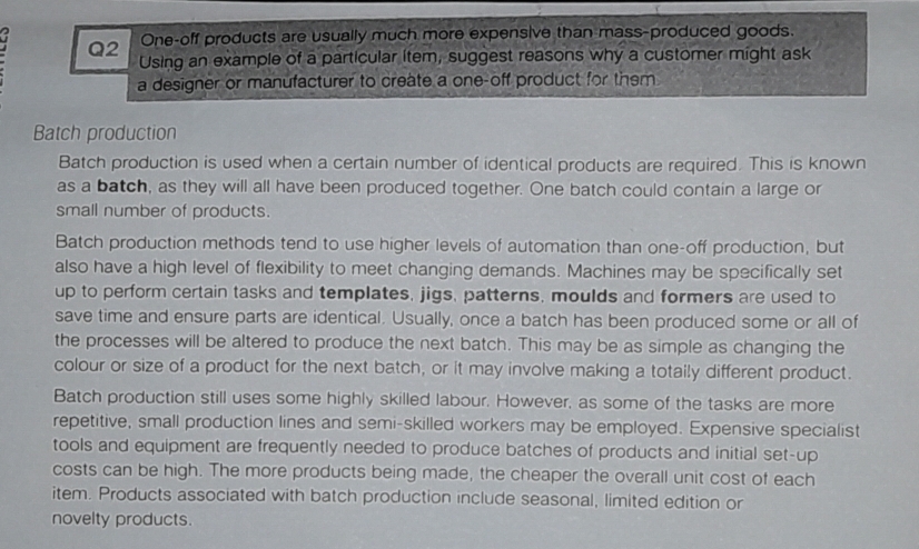 Solved: One-off products are usually much more expensive than mass ...