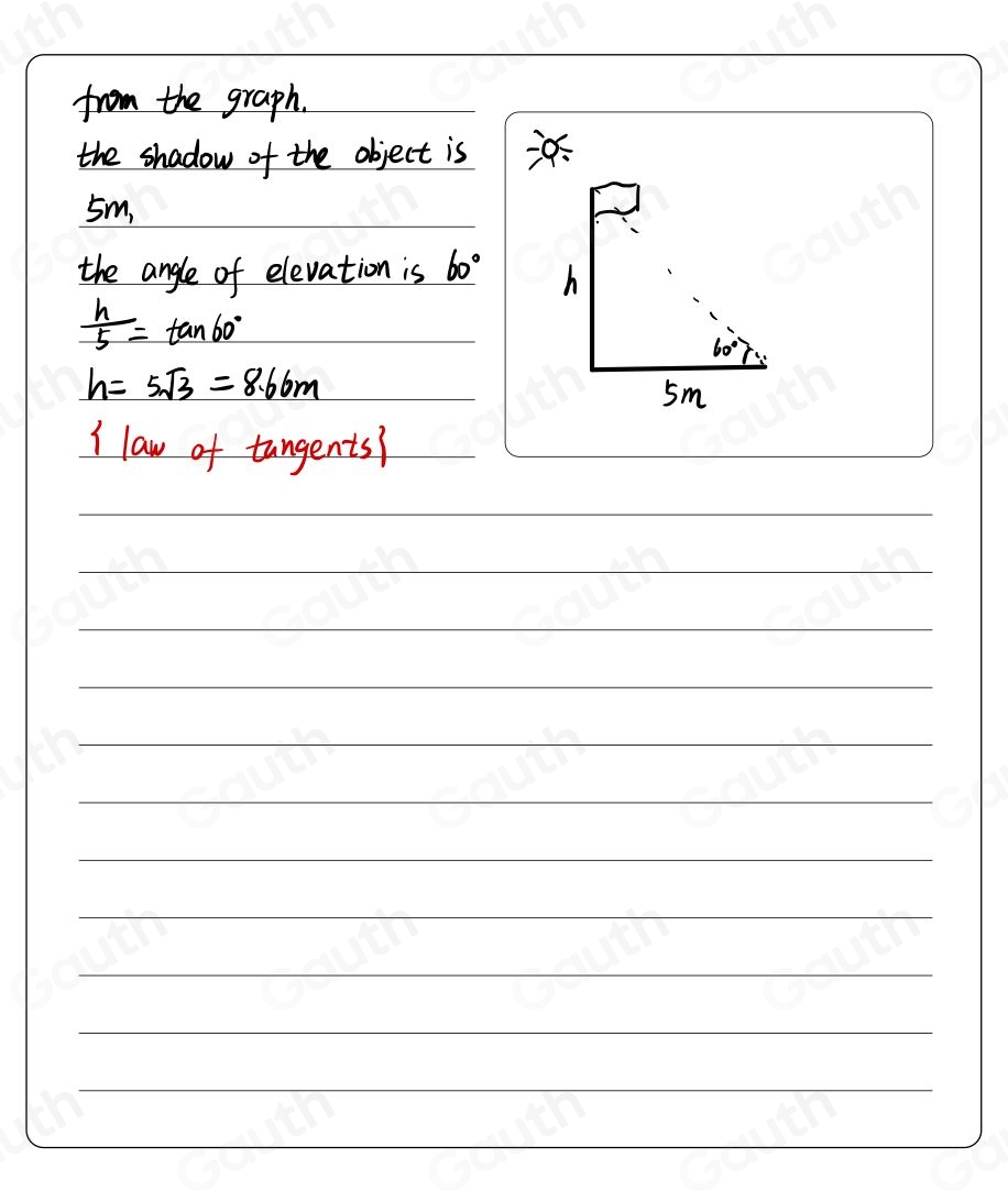 Solved: Height of obiect 1. Find the length of the shadow of the object ...