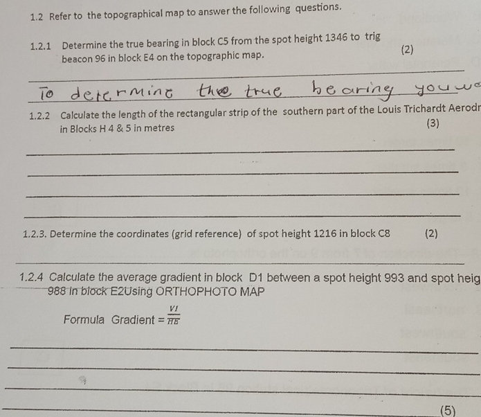 Résolu :1.2 Refer to the topographical map to answer the following ...