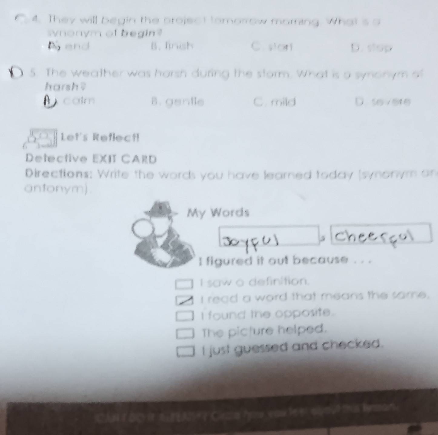 Solved: They will begin the project tomorrow moming. What s a svnonym ...