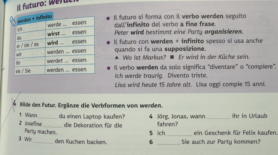 Risolto:futuro: w er ue : Il futuro si forma con il verbo werden ...