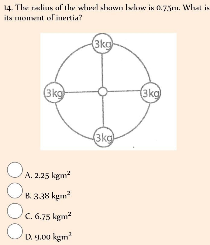 Solved: The radius of the wheel shown below is 0.75m. What is its ...