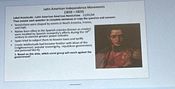 Solved: Latin American Independence Movements Labef Notebooks - Latin ...