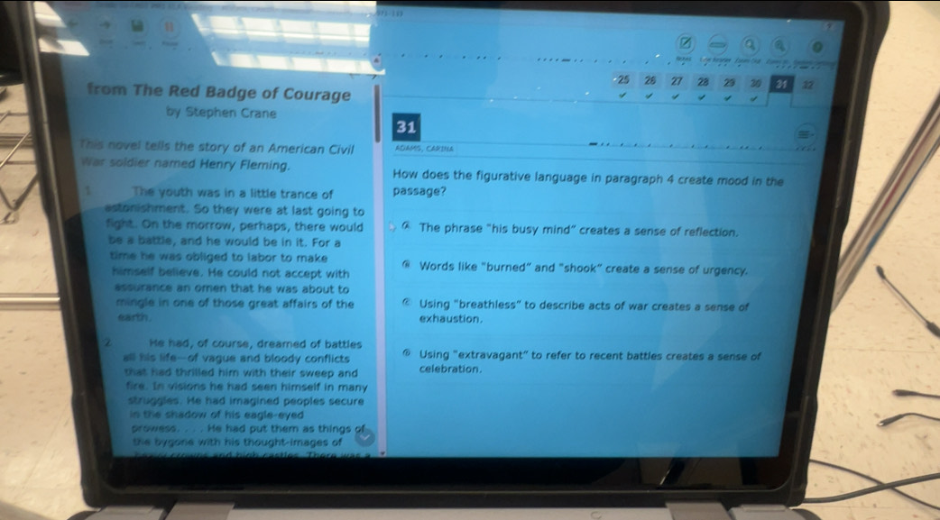 Solved: 9?1-113 25 26 27 28 29 3 31 12 from The Red Badge of Courage 4 ...