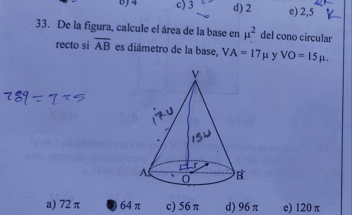 Resuelto:b) 4 c) 3 d) 2 e) 2, 5 33. De la figura, calcule el área de la ...