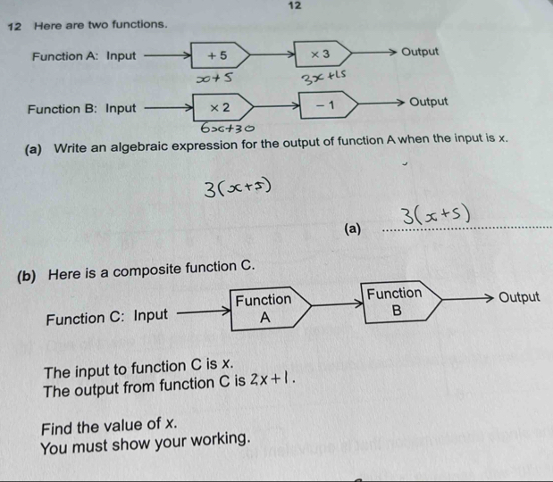 Solved: 12 12 Here are two functions. (a) Write an algebraic expression ...