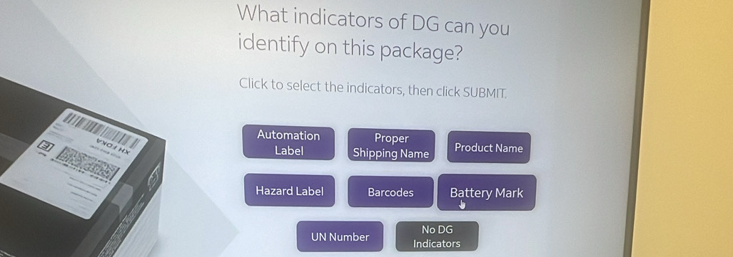 Solved: What indicators of DG can you identify on this package? Click ...