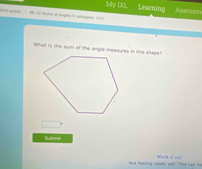 Solved: My IXL Learning Assessm xth grade EE.10 Sums of angles in ...