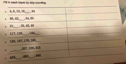 Solved: Fill in each blank by skip-counting. [Statistics]