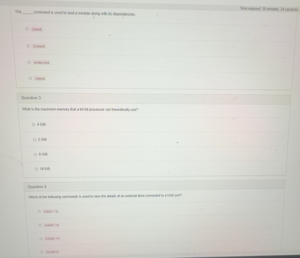 Solved: Time elapsed: 18 minutes, 24 seconds The_ command is used to ...