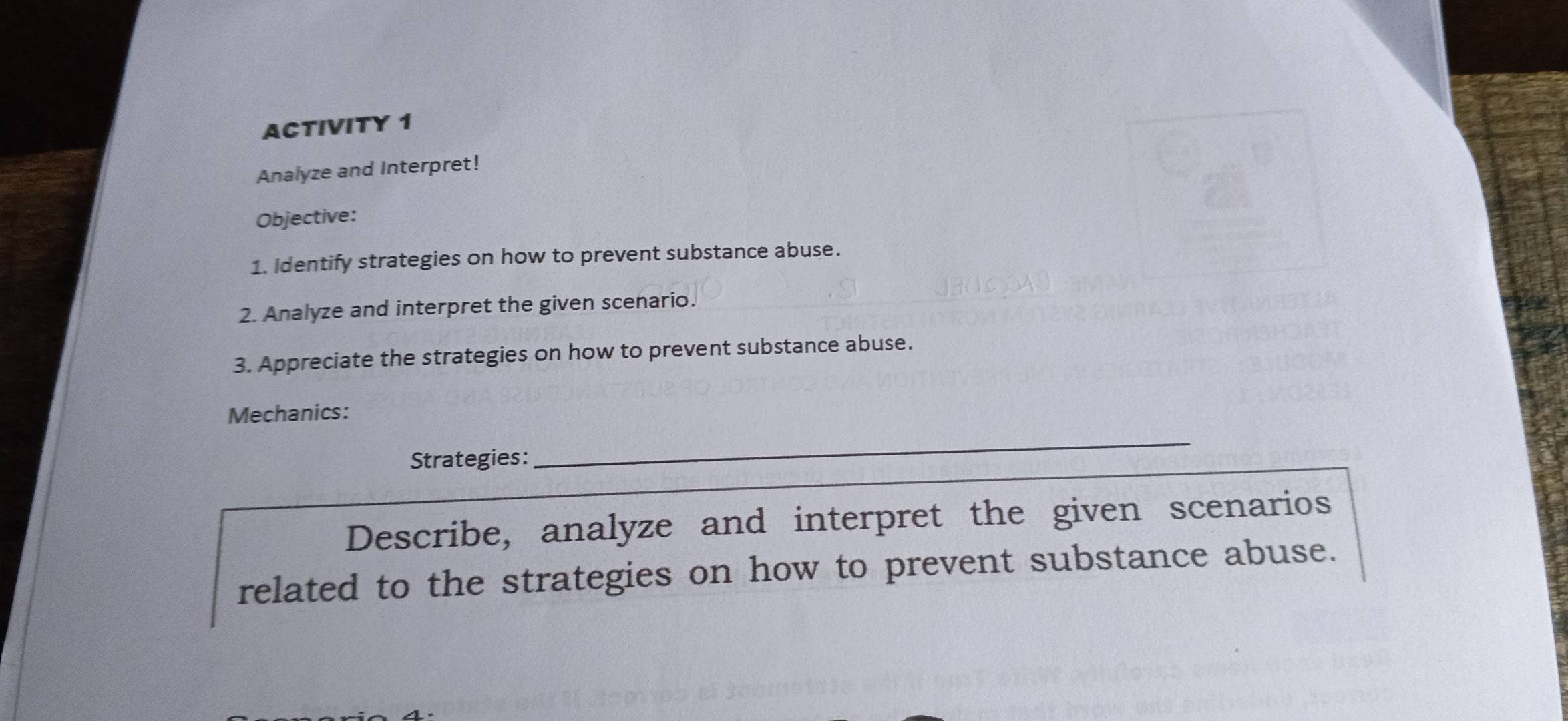 Solved: ACTIVITY 1 Analyze and Interpret! Objective: 1. Identify ...