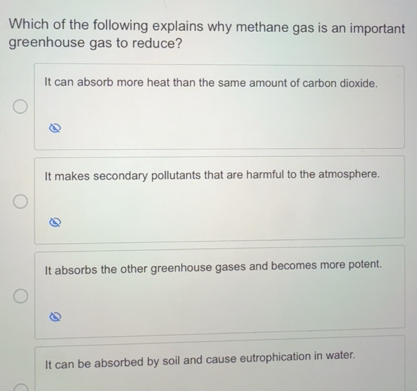 Gelöst:Which of the following explains why methane gas is an important ...