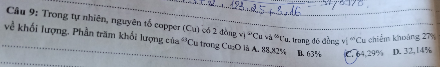 Giải quyết:Trong tự nhiên, nguyên tố copper (Cu) có 2 đồng 1 vi^(63)C u ...